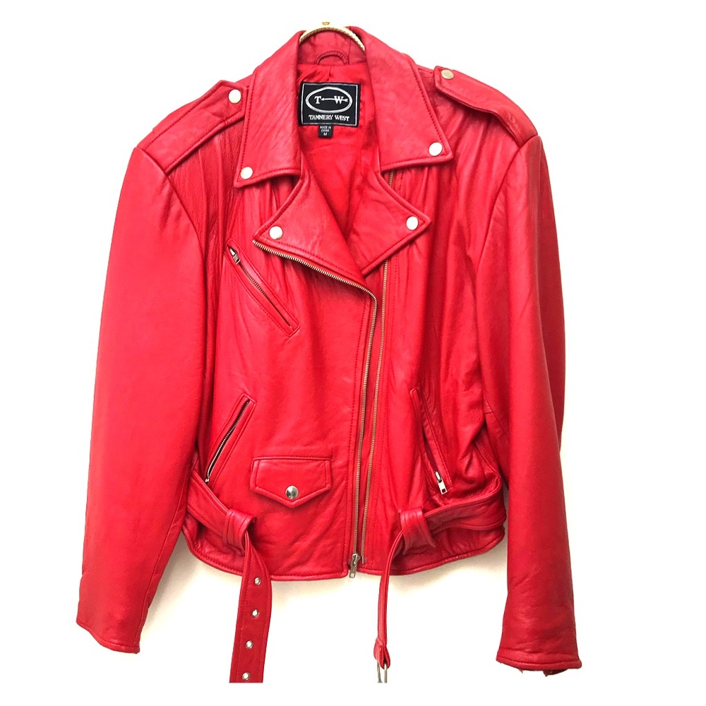 100% Red Leather Motorcycle Jacket - Gem